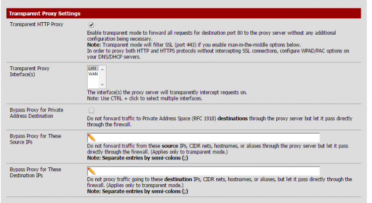 Proxy transparent avec PFsense